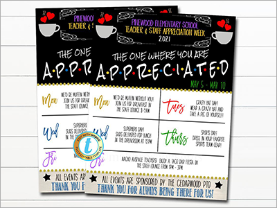 Shop This Idea! Friends-Theme Teacher Appreciation Event - PTO Today